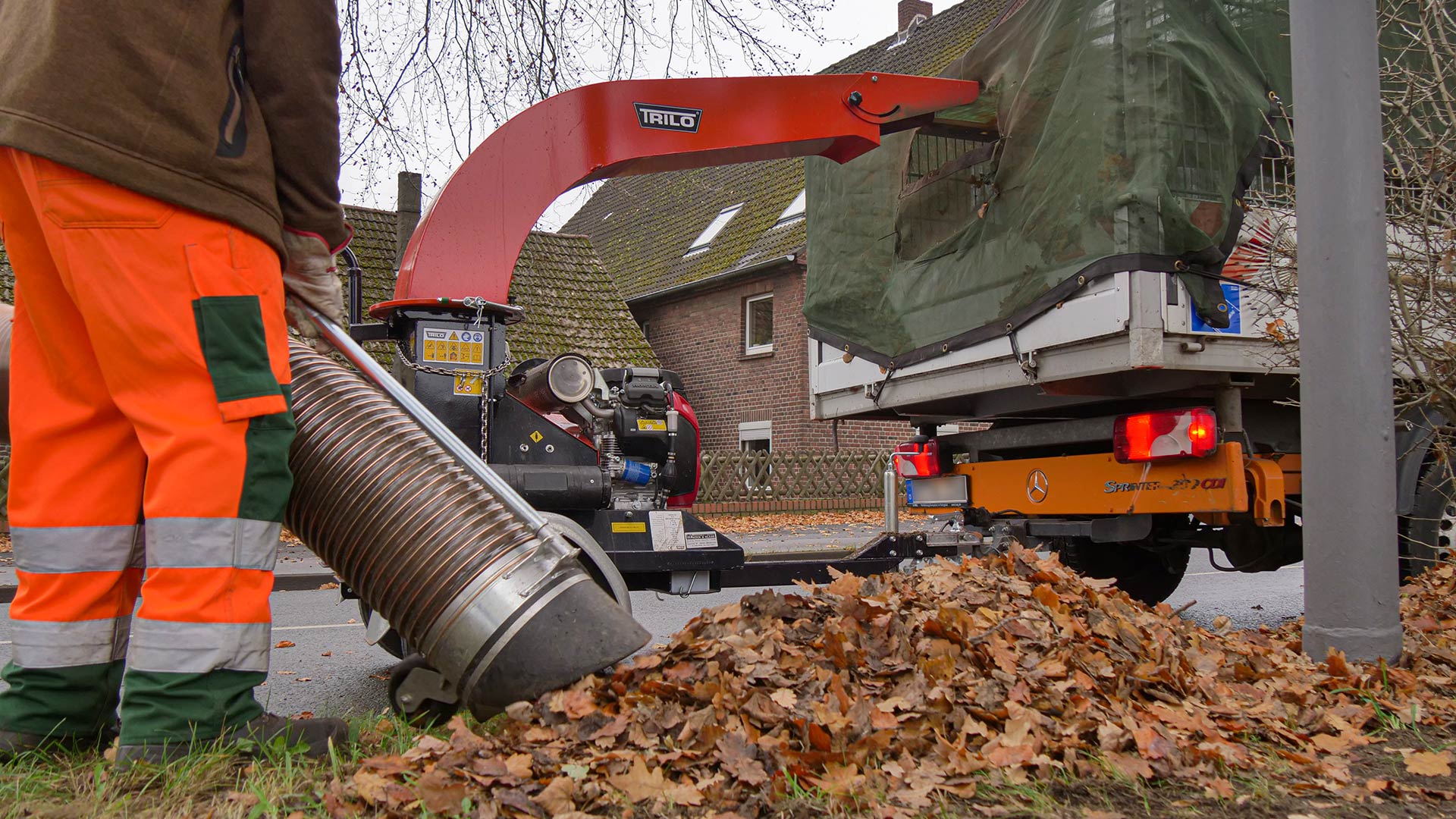 Clearing leaves quickly and efficiently - TRILO Machines